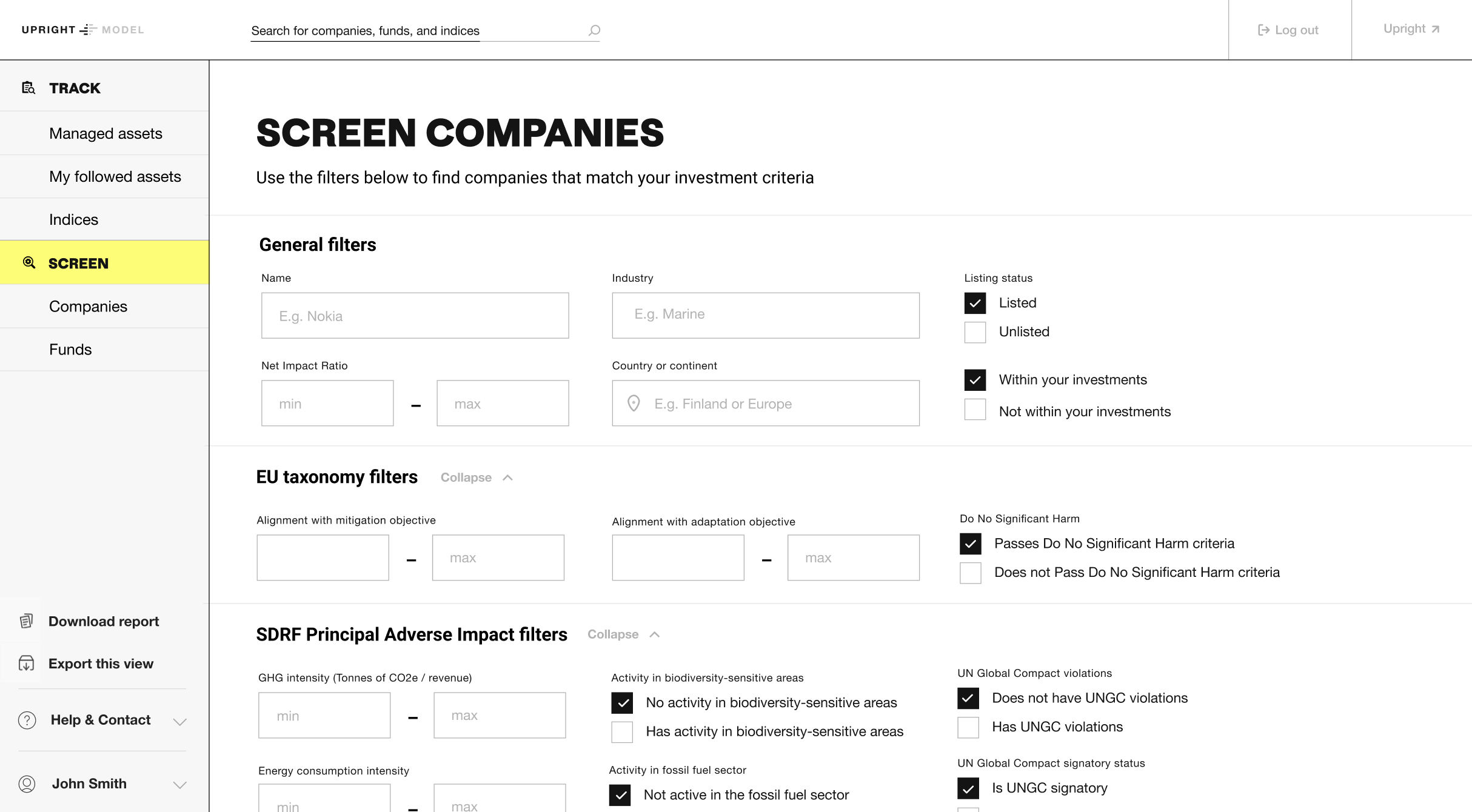 SFDR and EU taxonomy solutions